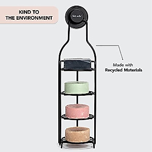 Kitsch Self Draining Shower Caddy - Bathroom Shower Organizer with Suction Cup | Rustproof Shower Rack & Bar Soap Holder for Shower | Soap Dish for Shower | Bar Soap Holder for Shower Wall (Black)