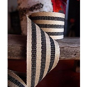 AK TRADING CO. 1.5" inches x 10 Yards Black Striped Faux Burlap Ribbon for Decoration, Gift Wrapping & Crafting (Black Stripe)