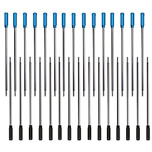 4.5” Replaceable Ballpoint Pen Refills, 30 Pack Smooth Writing Ballpoint Refills for Cross Style Pen (Black and Blue Ink Refills)