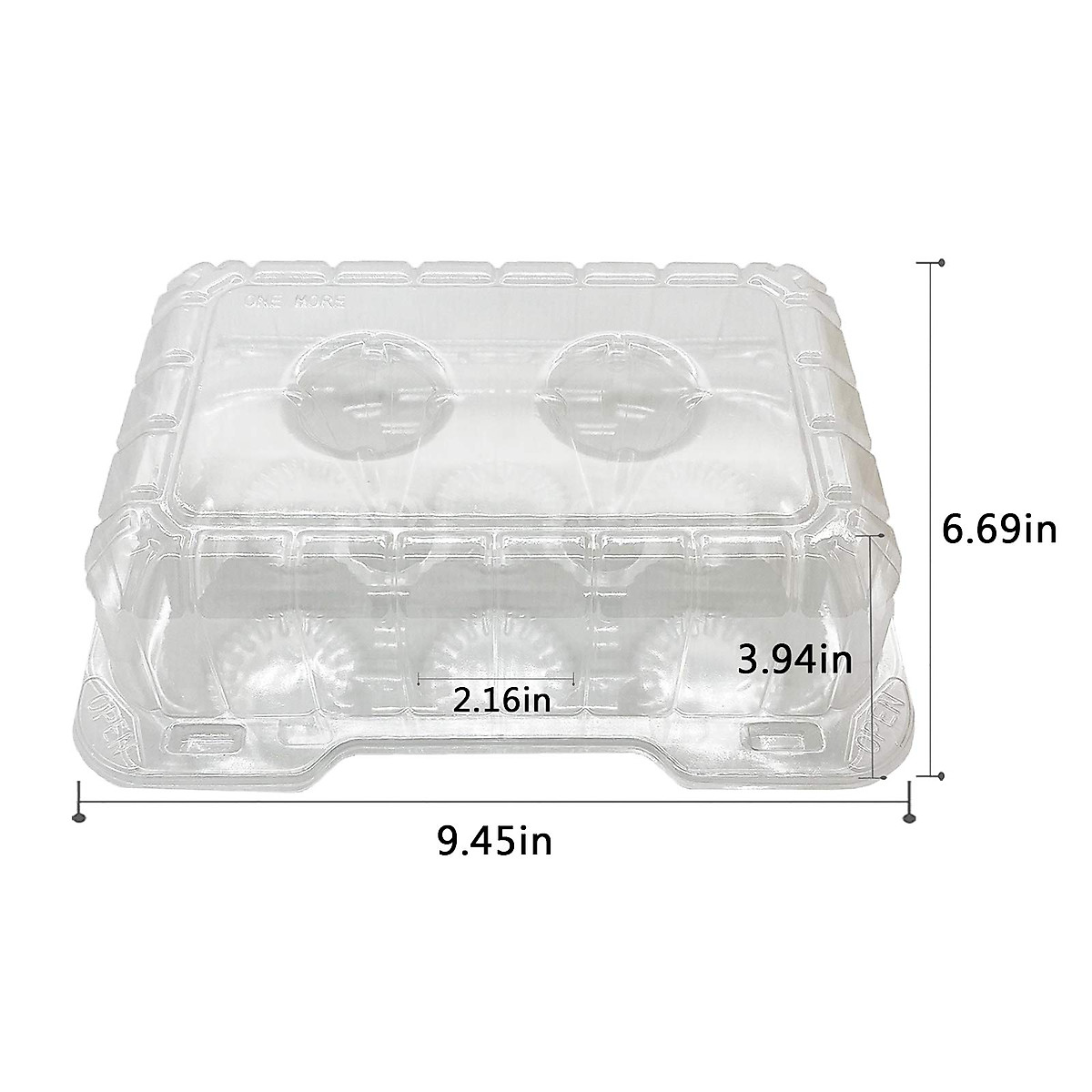Clear Cupcake Containers,12pc Plastic Disposable High Dome Cupcake Boxes 6 Compartment Cupcake Holders Cupcake Containers Half Dozen Cupcake Trays Durable Cup Cake Muffin Packaging Transporter