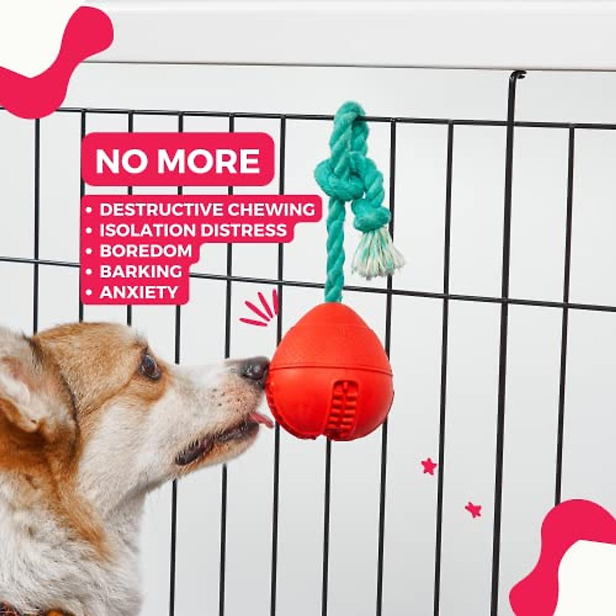 FOSSA Interactive Dog Toys, Crate Training Aids for Puppies, Puzzle Treat Dispenser with Rope