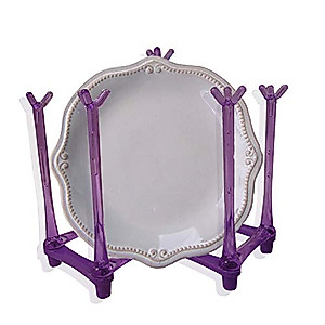 Pruple Retractable Cup Drying Rack Drinking Glass and Sports Bottle Drainer Stand Plastic Bag Dryer for Kitchen Dish Drainer with 7 Plastic Mug Tree Hooks