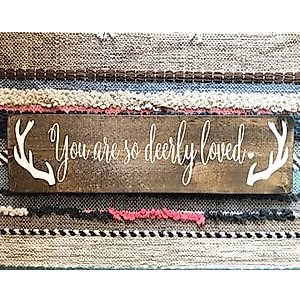 Wood sign, Antlers, Deer, You are so deerly loved, Nursery decor, Woodland nursery
