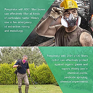 YIGSM Reusable Paint Half-Facepiece Cover with 2091 Particulate Filter Cartridges,Face Proction Set against Gas Vapors,Dust,Painting,Chemical,Welding,Polishing,Grinding,Fume,Sawing and Sanding Medium