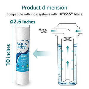 AQUA CREST AP110 Whole House Water Filter, Sediment Filter, 5 Micron, Replacement for 3M® Aqua-Pure AP110, Culligan® P5, APEC, GE FXUSC, Whirlpool®, Any 10" x 2.5" Home Water Filter, Pack of 10
