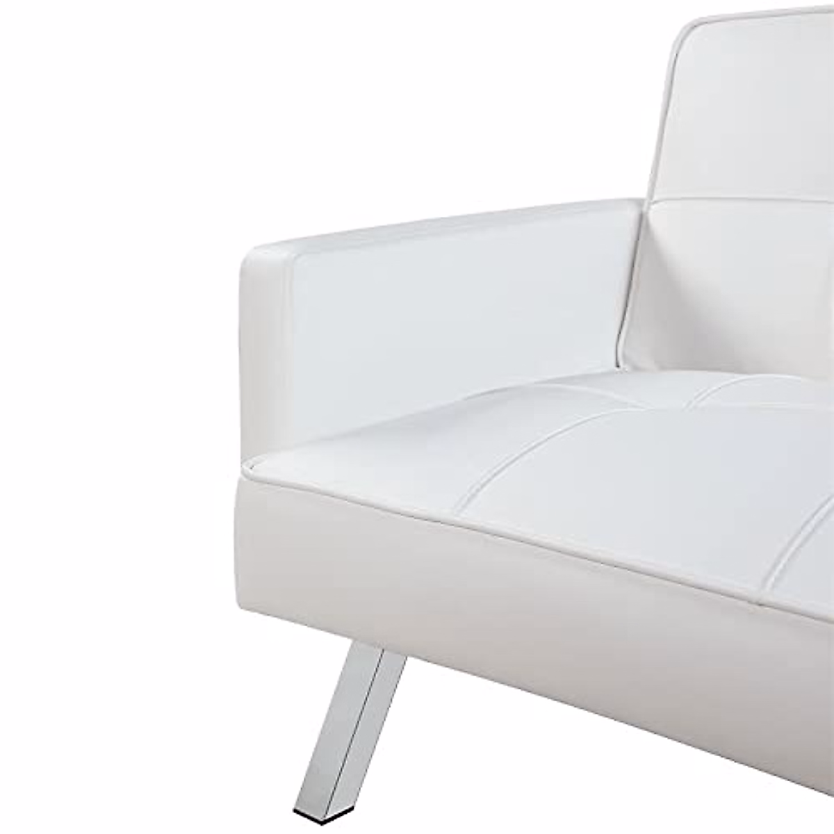 Carolina Classic Nario Convertible Leatherette Sleeper Sofa in White