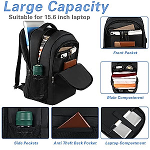 AMBOR Backpack for Men, TSA Laptop Backpack College School Backpack with USB Port fit 15.6 Inch Laptop, Work Backpack for Men Women Teacher Nurse Student Gifts, Black