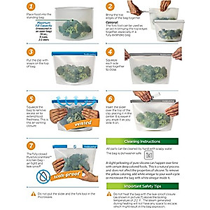 PureSiliconeWare 0.6 Gallon (74 oz) Reusable Silicone Kitchen Bags Freeze Heat Microwave Steam Store Sous Vide