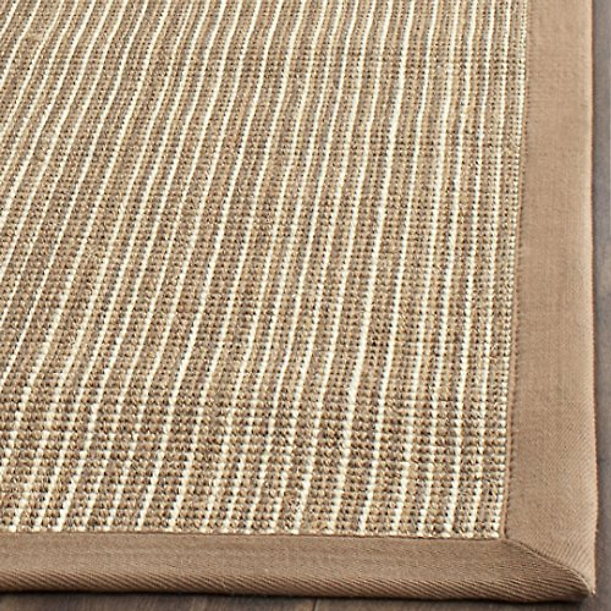 SAFAVIEH Natural Fiber Collection 2' x 6' Tan / Tan NF442D Border Stripe Sisal Runner Rug