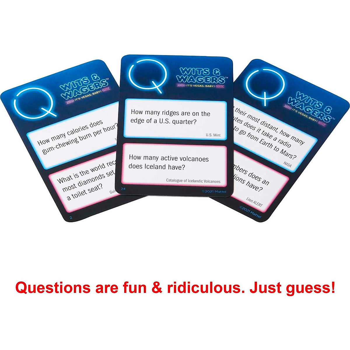 Mattel Games Wits & Wagers Board Game Vegas Edition, Party Game with Dry Erase Boards, Markers & Poker Chips for 5+ Players