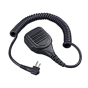 COMMIXC Shoulder Mic, Waterproof IP55 Handheld Speaker Mic with External 3.5mm Earpiece Jack, Compatible with 2.5mm/3.5mm 2-Pin Motorola Two-Way Radios