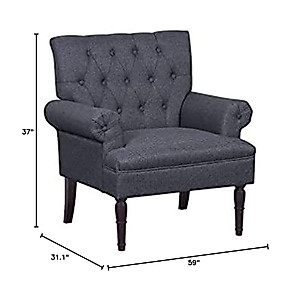 Container Furniture Direct S5248-L Maguire Linen Upholstered Contemporary Classic Tufted Loveseat, Dark Grey