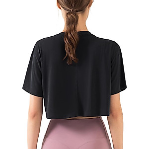 Women's Fitness Workout Crop Tops Short Sleeve Yoga T-Shirts Athletic Running Sports Shirts