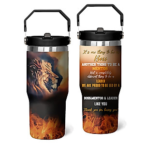 Wuepncah 30 Oz Boss Tumbler with Handle and Straw, Office Gifts Ideas for Bosses Day Cups, Stainless Steel Boss Mug Gift for Men in Bosses Day, Fathers Day, Birthday