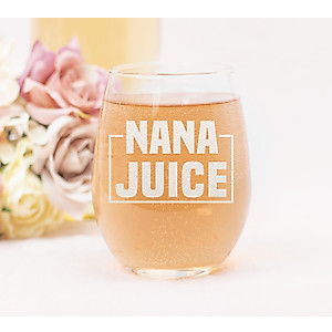 NeeNoNex Nana Juice Stemless Wine Glass - Funny Birthday Mothers Day Gift