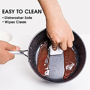 JEETEE Kitchen Pots and Pans Set Nonstick Granite Cookware Set Pans for Cooking w/Frying Pan, Saucepan, Cooking Pot, Oven Safe(Black, 15pcs Cookware Set)