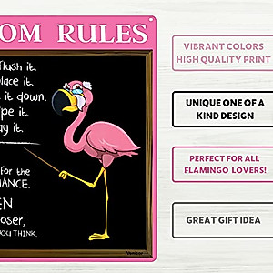 Venicor Flamingo Bathroom Decor Sign - 12 x 13 Inches - Aluminum - Pink Flamingo Gift Merch Wall Decoration Accessories