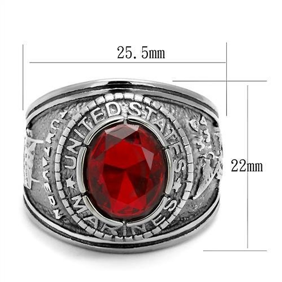 YVO Customizable Marines Ring - Free Engraving Included - Stainless Steel - Size 13