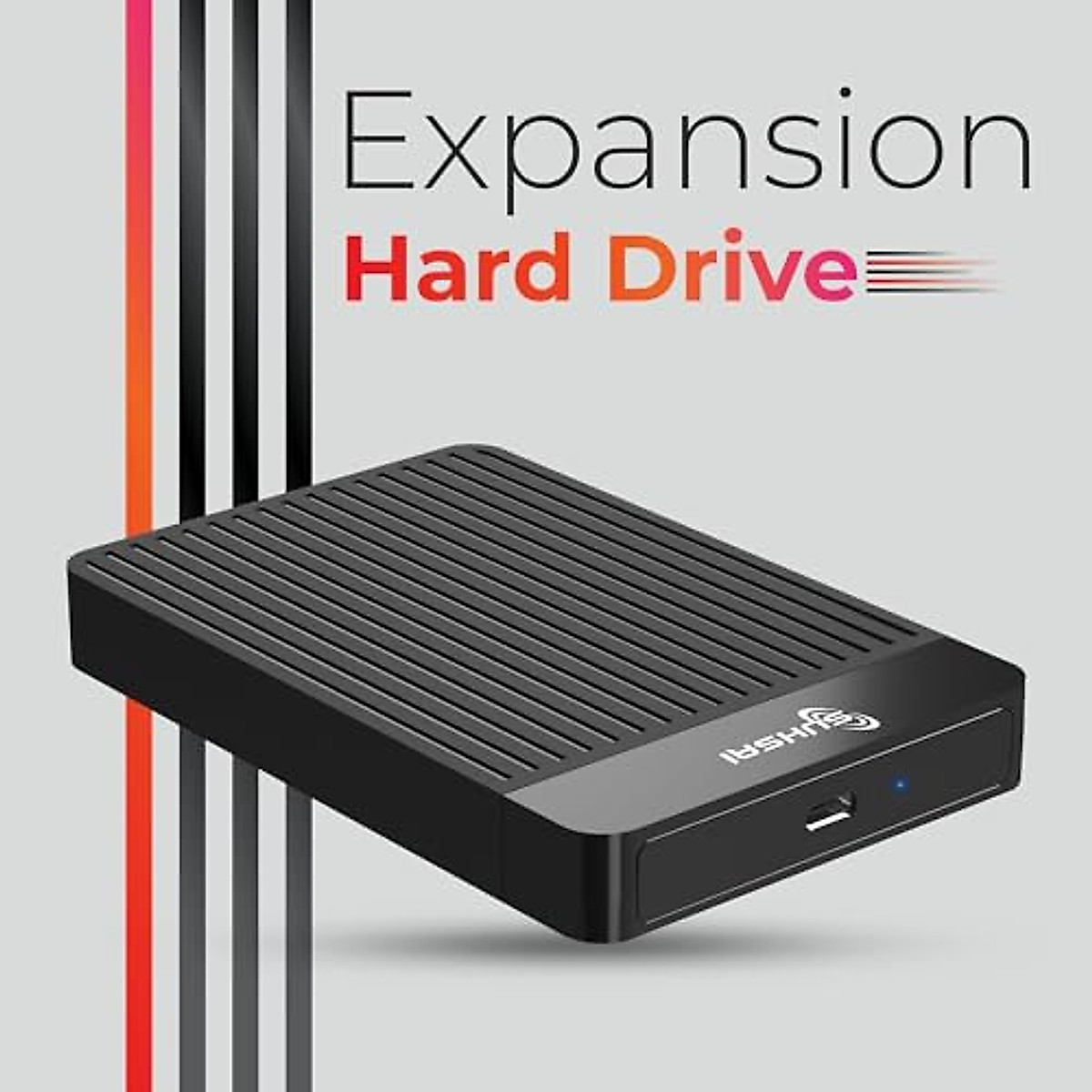 SUHSAI External Hard Drive Type C 500GB USB 3.0 Ultra Slim HDD Storage & Backup Data Hard Disk Compatible with Laptop Computer, Desktop, MAC, Gaming Console, Xbox Console (Black)