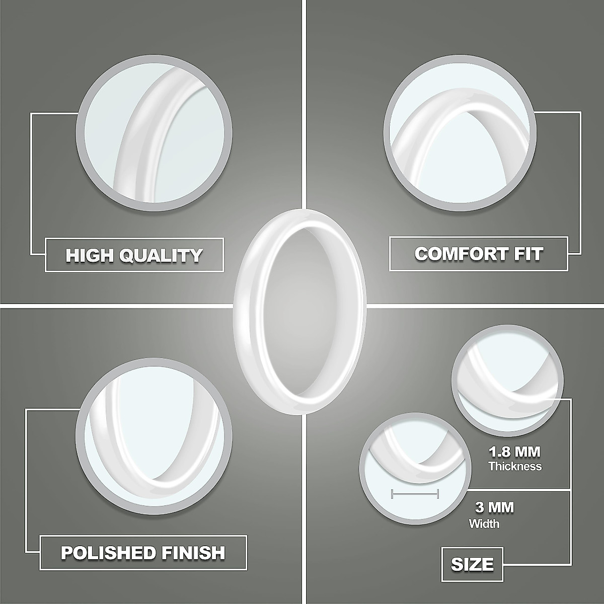 Truly Alpha Ceramic Rings for Women - Classic Wedding Rings for Men & Woman | 3mm, Ceramic Ring Band | Ceramic Ring for Men | Wedding Bands for Her & Mens Rings | Mens Wedding Band Size 8