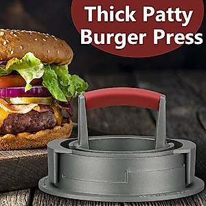 PIQUEBAR Burger Press Patty Maker 3 in 1 Stuffed Heavy Duty Hamburger Patty Maker Adjustable Burger Mold 1/2 1/3 1/4 lb Non-Stick with 100 Patty Papers