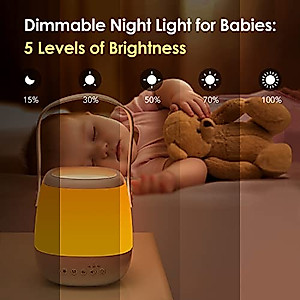 ONEFIRE Baby Night Light for Kids, 12 Soothing White Noise Sound Machine Kids Night Light Lamp, 16 Colors Nursery Night Light Sleep Sound Machine, Remote Auto Timer Portable Lamp Kids Lamp, Baby Gifts