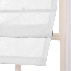 Cololeaf Roman Shade - Faux Linen, Light Filtering & Blackout, Washable Fabric, Install Hardware Included, Snow White, 1 Piece