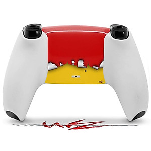 WraptorSkinz Skin Wrap compatible with Sony PS5 DualSense Controller Ripped Colors Red Yellow (CONTROLLER NOT INCLUDED)