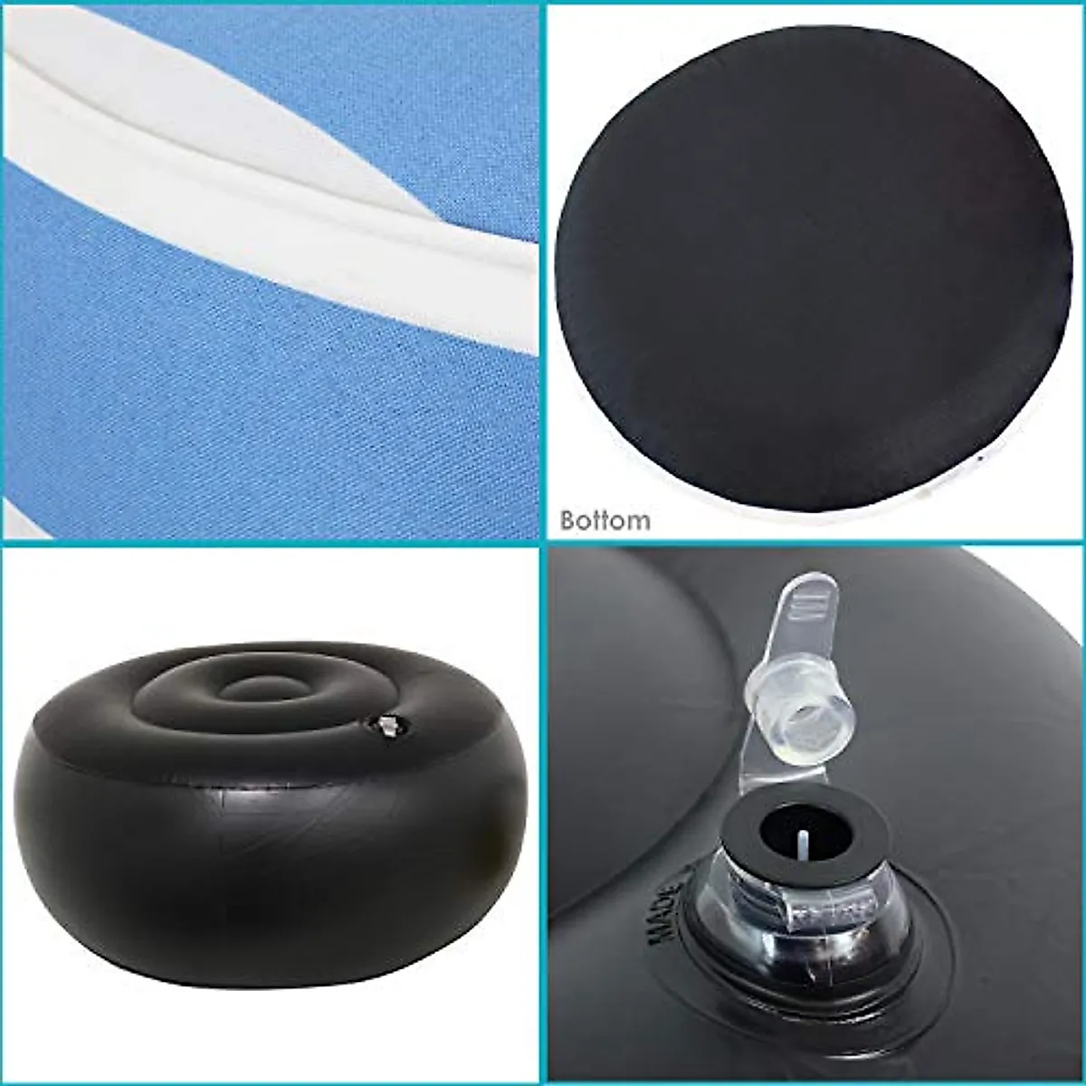 Sunnydaze Indoor and Outdoor Inflatable Ottoman - All-Weather, Water-Resistant Blow Up Footstool - Portable Patio Furniture - Lawn, Garden and Travel Inflatable Pouf - Beach-Bound Stripe