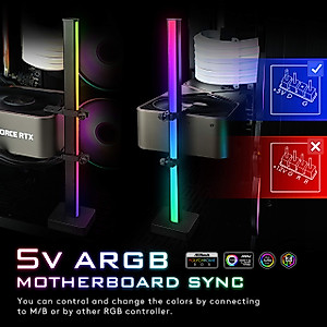 EZDIY-FAB Graphics Card GPU Brace 5V 3Pin ARGB,Support Video Card Sag Holder Holster Bracket, Anodized Aluminum (Black)