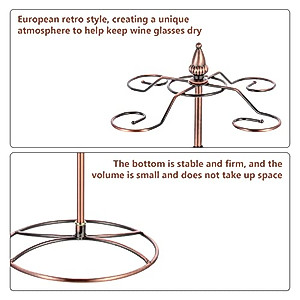 VOSAREA Countertop Wine Rack Wine Glass Holder Red Wine Drying Rack Freestanding Stemware Holder Stand Holds Up to 4 Glasses for Home and Bar Storage Bronze Goblet Storage Rack
