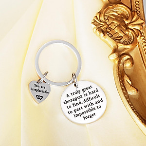 Kivosliviz Therapist Gifts Keychain for Mental Health Therapists, SLP, Occupational, Respiratory Therapist - Stainless Steel Keychain, Engraved Thank You Gift