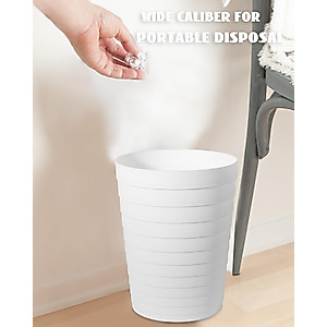 UUJOLY Small Bathroom Trash Can Wastebasket, Plastic Garbage Bin Container Basket for Bathrooms, Laundry Room, Kitchens, Offices, Kids Rooms, Dorms, White, 1.8 Gallon