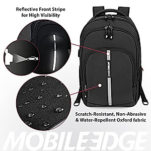 Mobile Edge Commuter Laptop Backpack for Men and Women, 16 Inch Computer Bag for Travel, Work, Commuting, with USB Charging Port, Lightweight, Black