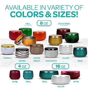 Hearts & Crafts Marble Candle Tins 8 oz with Lids - 24-Pack of Bulk Candle Jars for Making Candles, Arts & Crafts, Storage, Gifts, and More - Empty Candle Jars with Lids