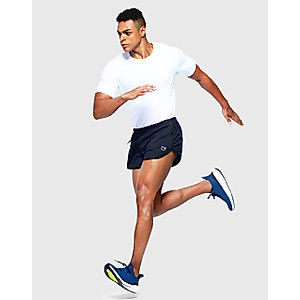 G Gradual Men's Running Shorts 3 Inch Quick Dry Gym Athletic Jogging Shorts with Zipper Pockets (Navy, X-Large)