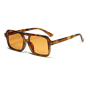 VANLINKER Retro 70s Square Aviator Sunglasses for Women Men Vintage Trendy Rectangle Sun Glasses VL9816,Orange/Tortoise
