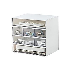 ICCGBHGO Desk Organizer, Plastic Desk Storage Organizer Office Stackable Storage Drawer, Desktop Table Craft Art Supply Organization and Accessories Caddy for Bathroom Home Dorm Office