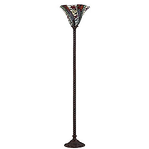 JONATHAN Y JYL8001A Williams Tiffany-Style 71" Torchiere LED Floor Lamp, Tiffany, Traditional, Art Nouveau Style, Office, Living Room, Family Room, Dining Room, Bedroom, Hallway, Foyer, Bronze