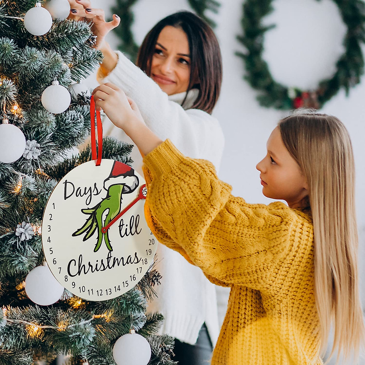 CHEFAN Christmas Decorations, Christmas Ornaments, Christmas Wall Decor, Christmas Countdown Calendar, Wood, 10.5inch