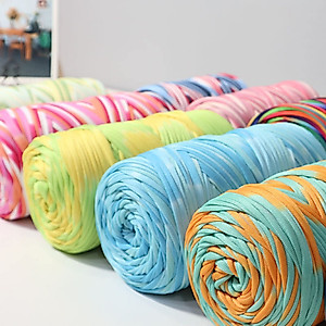 T-Shirt Yarn 160 Yards Knitting Yarn Fabric Crochet Cloth Colorful Tshirt Yarn for Crocheting Beginners DIY Hand Craft Bag Blanket Cushion Projects