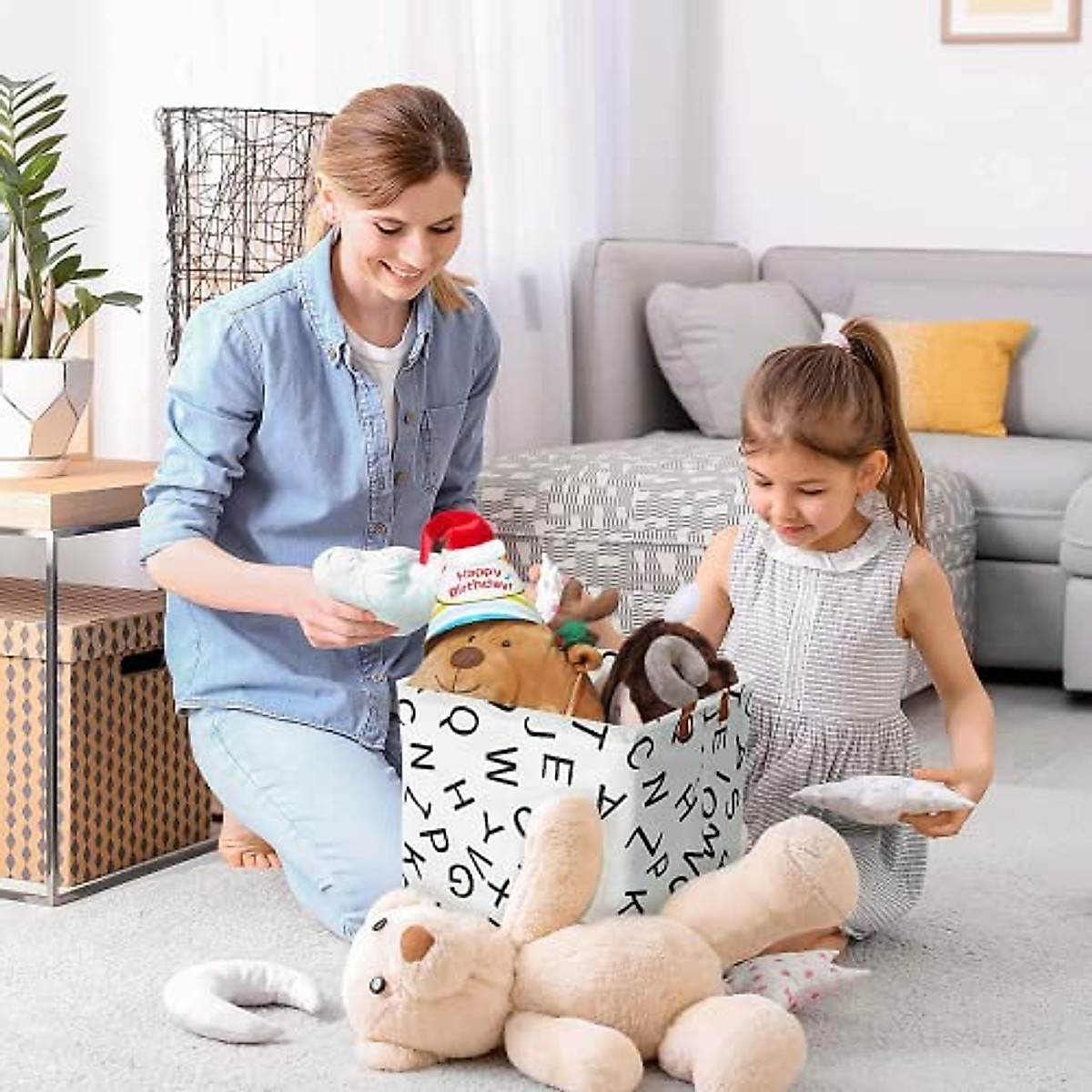 DIOB 13x13x13 Storage Cube Bins Water Proof Toy Storage Bins Foldable Closet Storage Baskets for Storage Organizer (3 BASKETS CUTE)