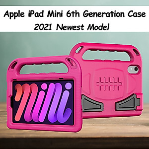 LTROP Newest iPad Mini 6 Case 2021,iPad Mini 6th Generation Case 8.3-Inch,iPad Mini 6th Gen Case for Kids,Built in Screen Protector, Shockproof Handle Stand Case for iPad Mini 6 2021 8.3", Rose