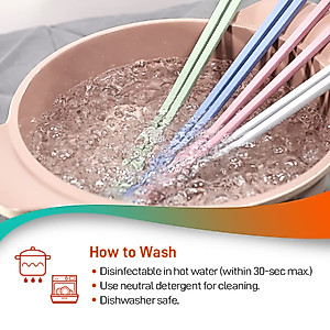 RECOHOME Reusable Long Silicone Cooking Chopsticks with Spoon 12 Inches Dishwasher Safe BPA-free Non-Slip Pastel Color Kitchen utensils Made in Korea (Pastel Grey)