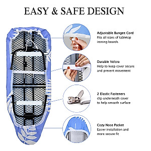 SheeChung 12.5 x 32 Inch Mini Ironing Board Cover - with 100% Cotton Iron Cover and Extra Thick Pad,Resists Scorching and Staining,Fits for Small Tabletop Ironing Board (Ironing Board Not Included)