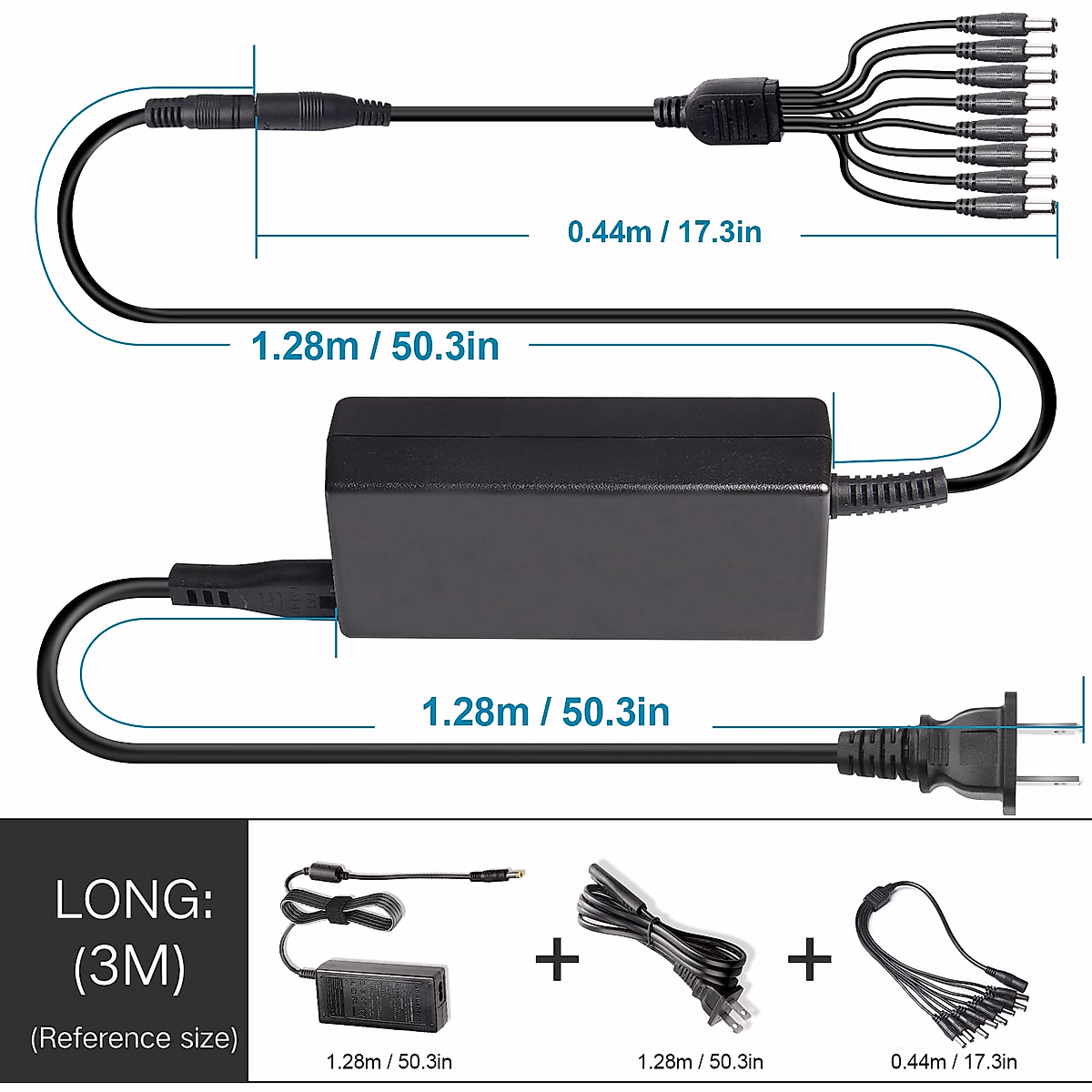 Fancy Buying Security Camera Power Adapter 12V 5A 100V-240V AC to DC 8-Way Power Splitter Cable FCC Certified LED Power Transformers-Fits Analog/AHD DVR/Camera, RGB LED Strip Lights