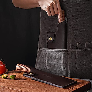 SHI BA ZI ZUO Knife Guard Leather Knife Sheath for F208-2 Chef Knife and 7'' to 8'' Cleavers