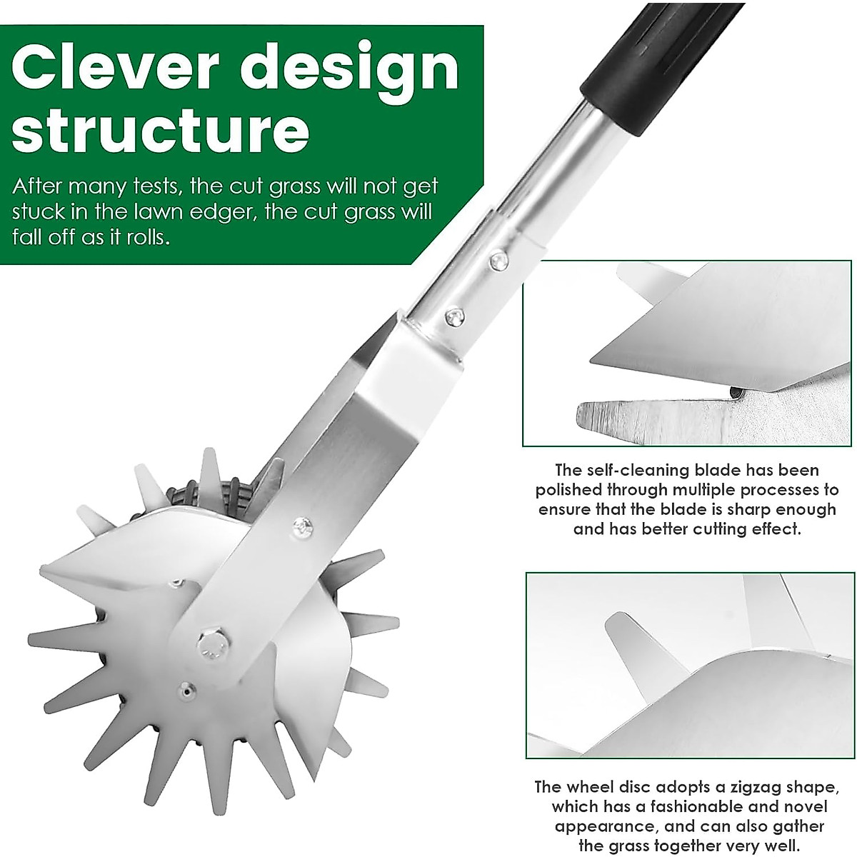 KYEEN-TOOLS Wheel Rotary Manual Edger Lawn Tool, Hand Edger Lawn Tool Made of Stainless Steel, Adjustable Length, Ideal for Precise Grass Trimming Along Sidewalks, Garden, Driveways, and Flower Bed