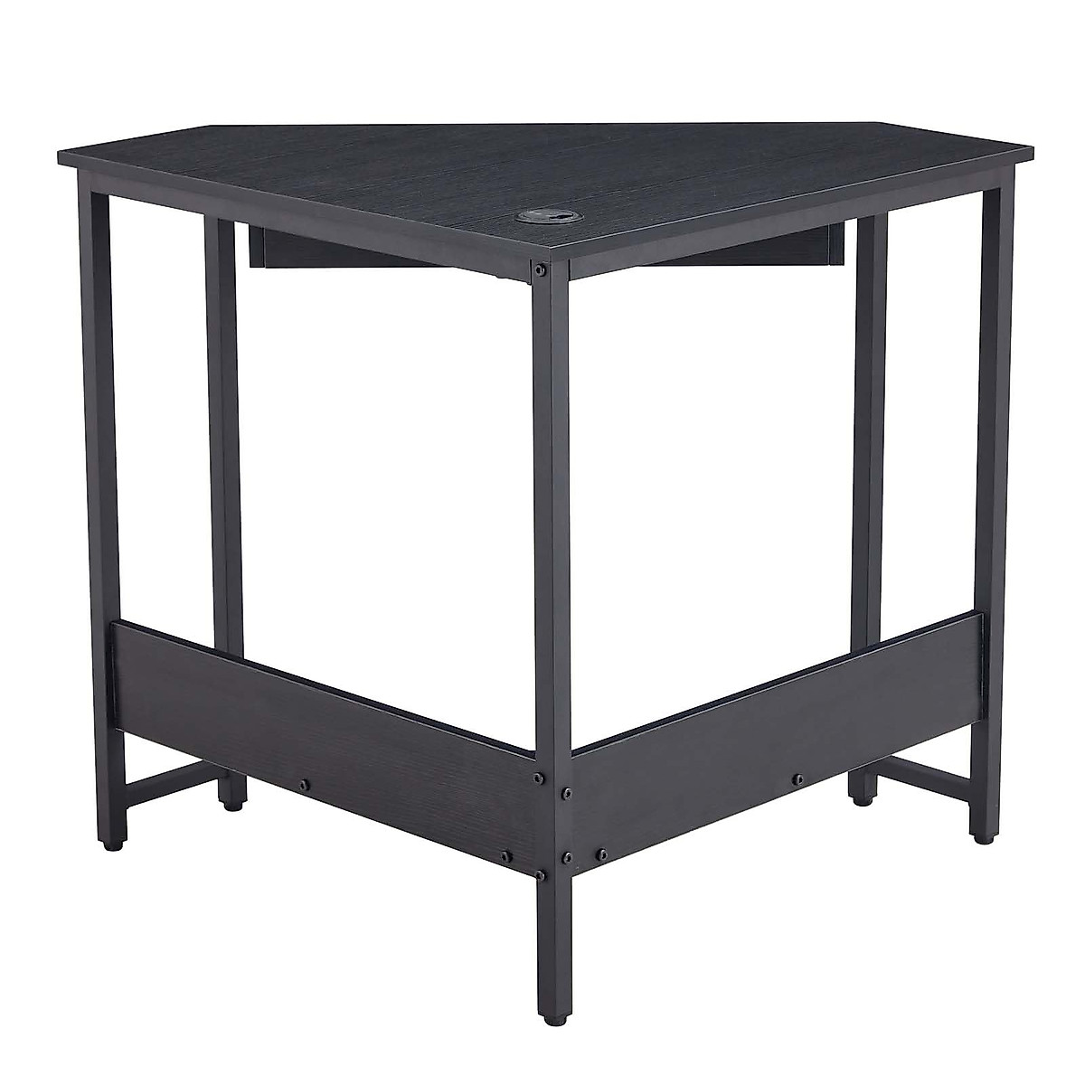 KNAMOTL Corner Desk with Smooth Keyboard Tray& Storage Shelves, Compact Home Office Table with Sturdy Steel Frame, Easy Assemble, Workstation for Small Space