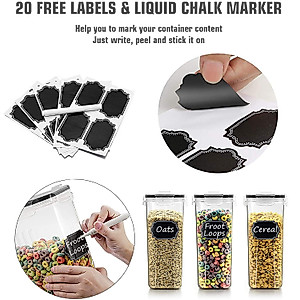 Cereal & Dry Food Storage Containers, Wildone Airtight Cereal Storage Containers Set of 8 [2.5L / 85.4oz] for Sugar, Flour, Snack, Baking Supplies, Leak-proof with Black Locking Lids